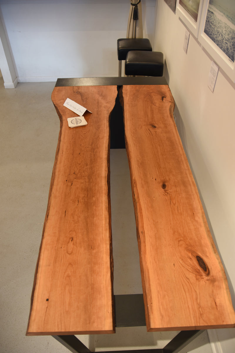 Cherry Live Edge Dining Table Metal Waterfall No. 713 – Wood Metal & Beyond